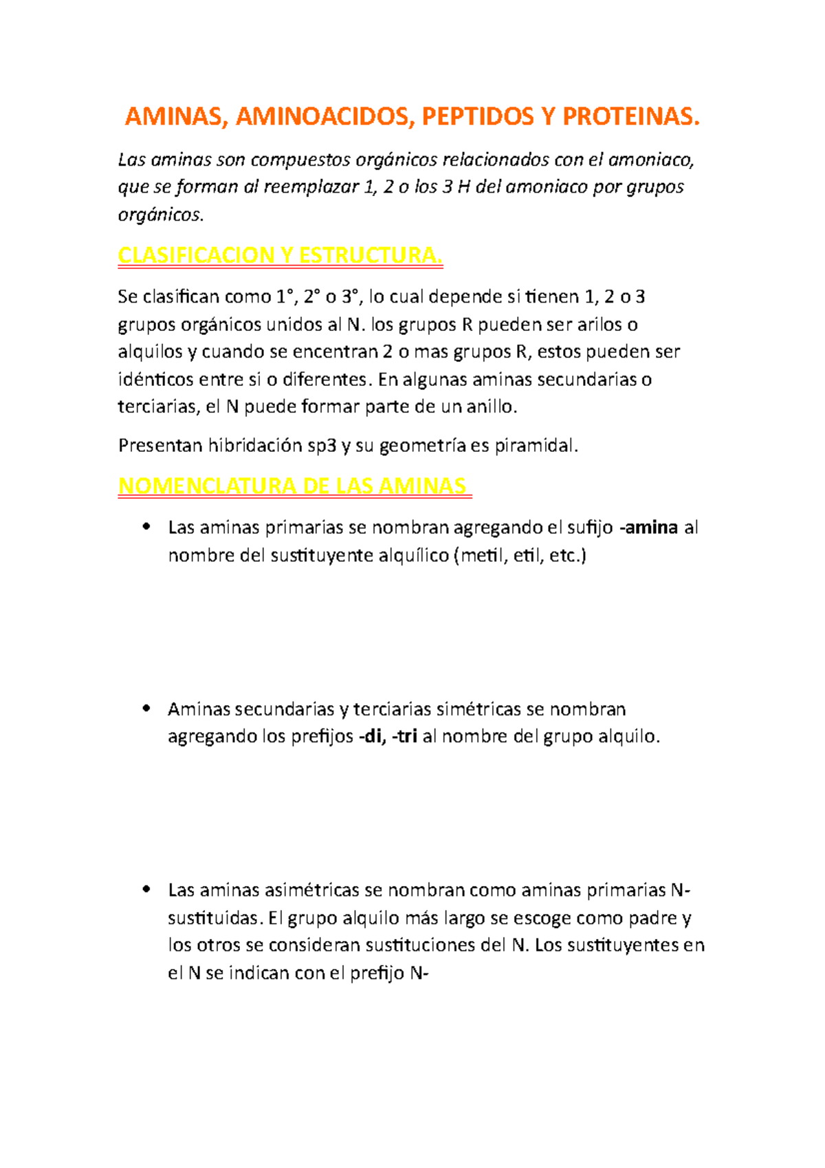 formacion de aminas - AMINAS, AMINOACIDOS, PEPTIDOS Y PROTEINAS. Las ...