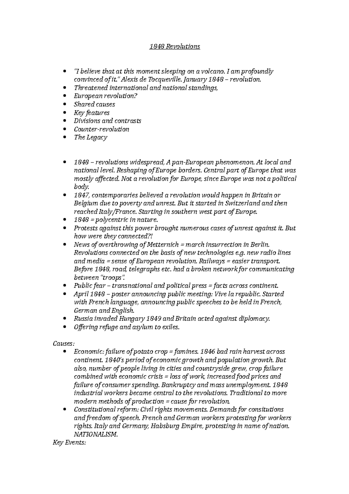 1848 Revolutions - Lecture notes 4 - 1848 Revolutions “I believe that ...
