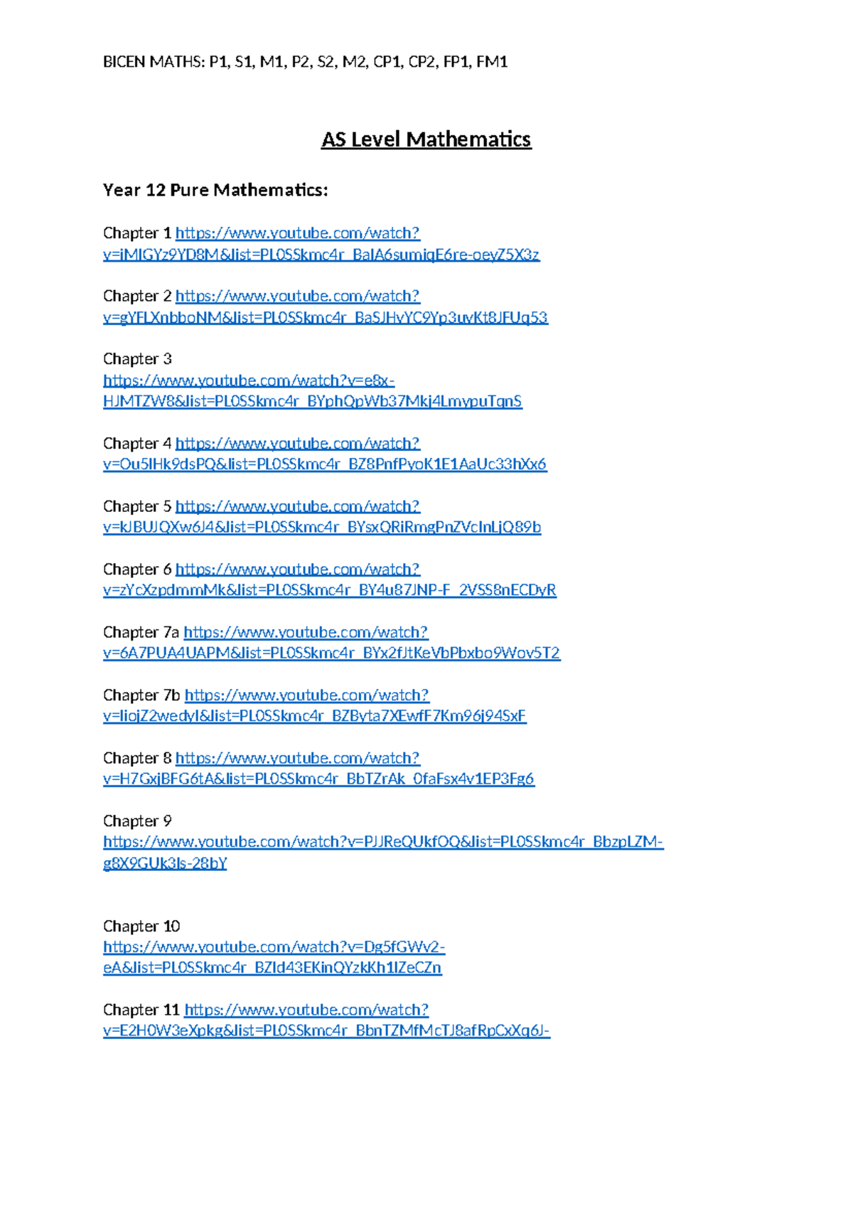 A Level Mathematics and Further Mathematics - Bicen Maths Links - AS ...