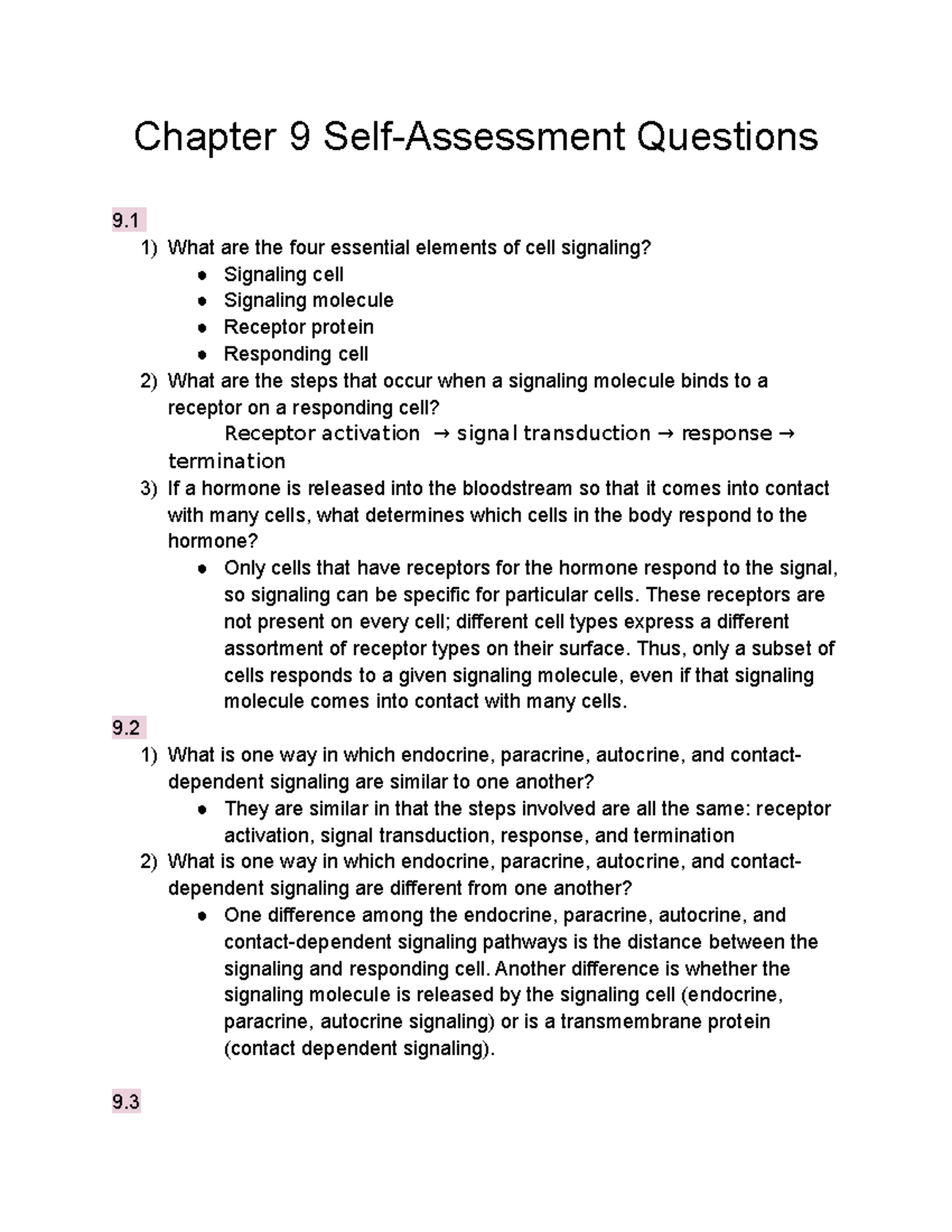 Chapter 9 Self Assessment Questions - What are the four essential ...