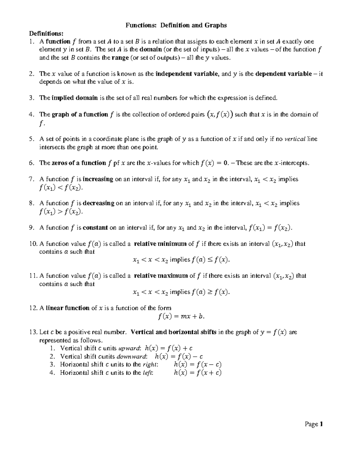 Functions Week 2 Definitions A Function ÿ From A Set ý To A Set þ Is A Relation That Assigns