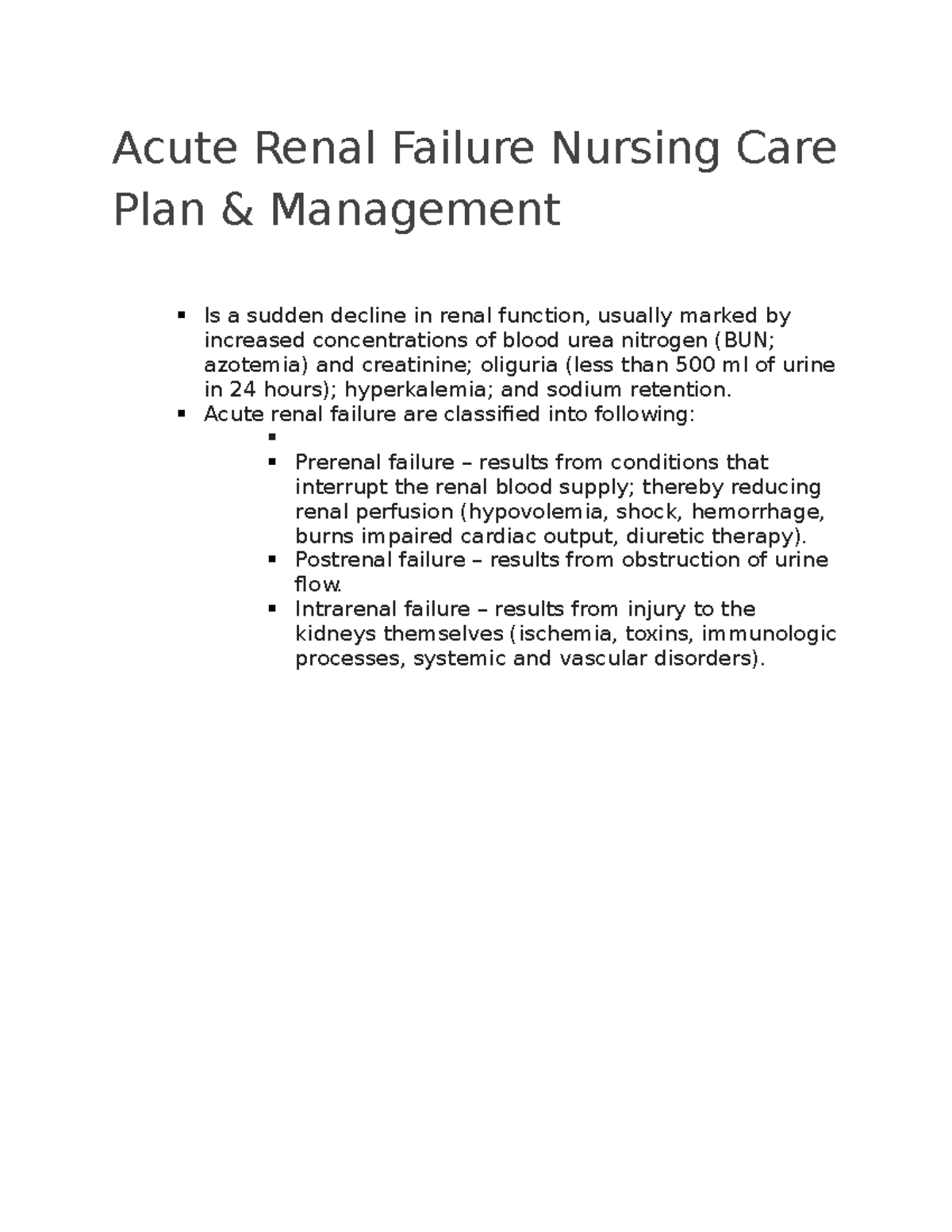 Acute Renal Failure Nursing Care Plan - Acute Renal Failure Nursing ...