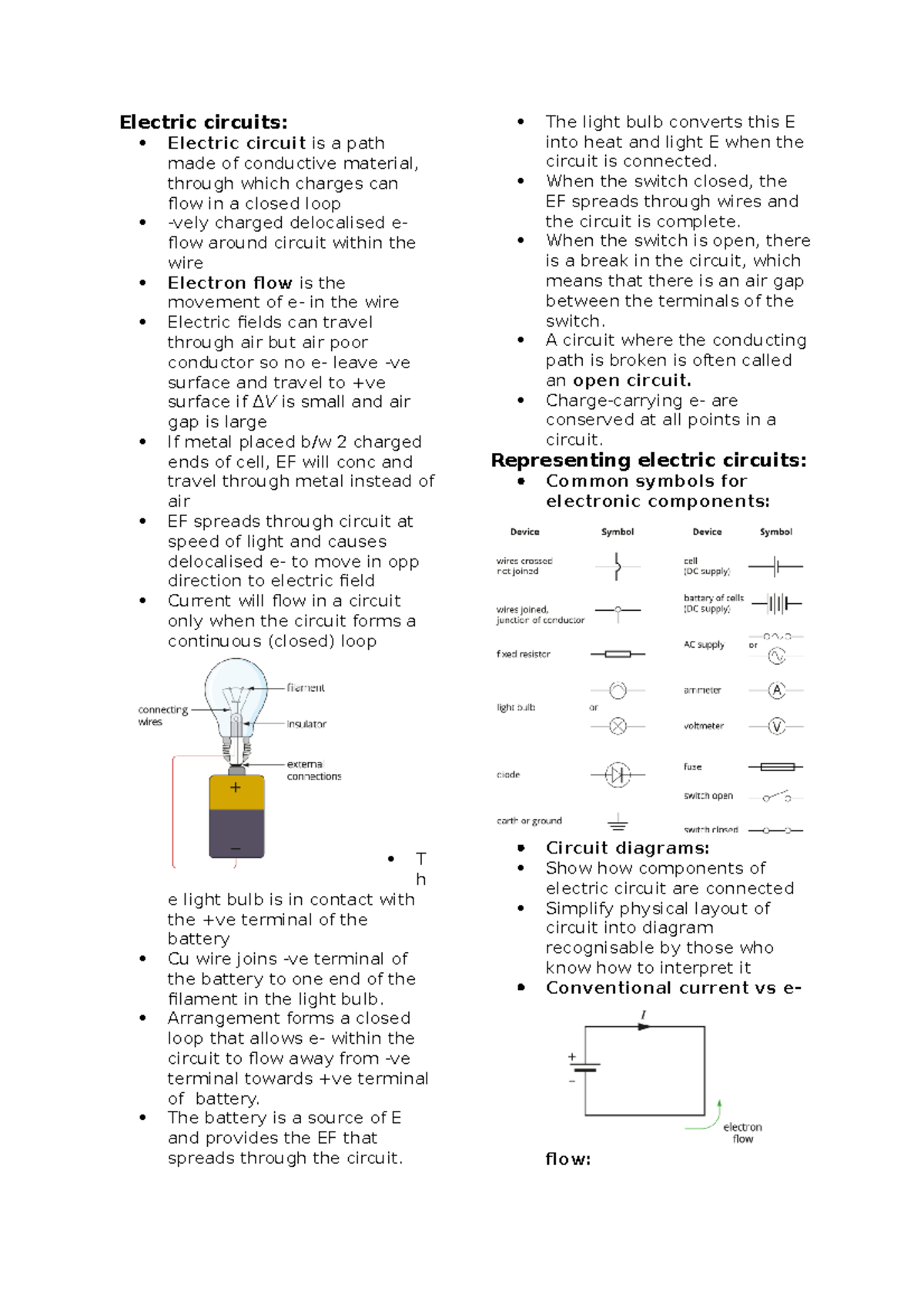 Electricity lecture notes - Electric circuits: Electric circuit is a ...