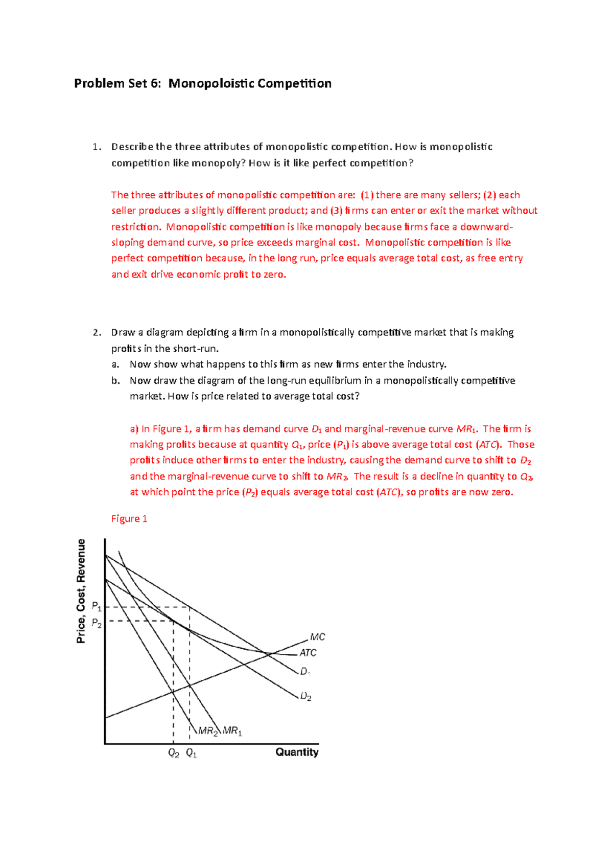 Micro for Business 2021 2022 - Problem Set 6 - solutions - Problem Set 6: Monopoloistic ...