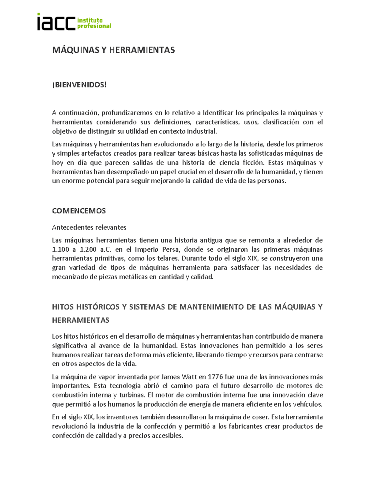 S1 Notas Profundizacion ACC Funmh 1203 - M¡QUINAS Y HERRAMIENTAS °BIENVENIDOS! A continuaciÛn ...