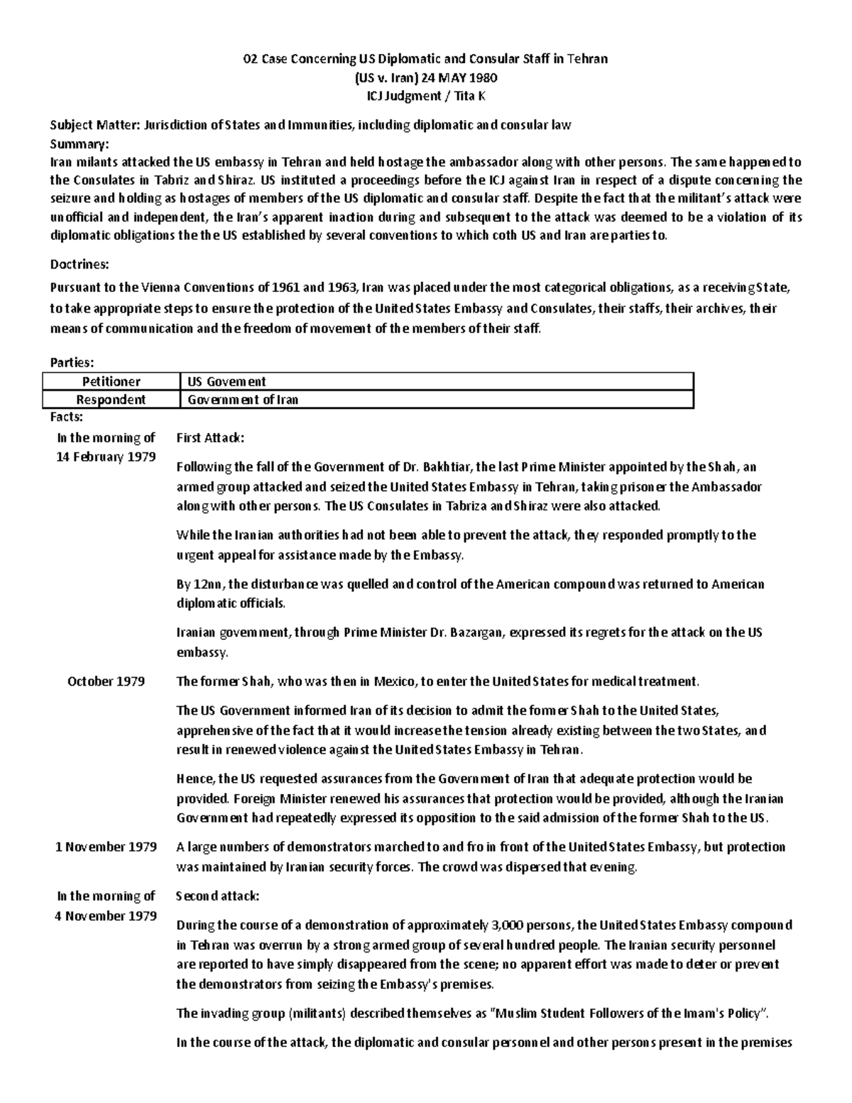 US-vs Tehran CASE - 02 Case Concerning US Diplomatic and Consular Staff ...