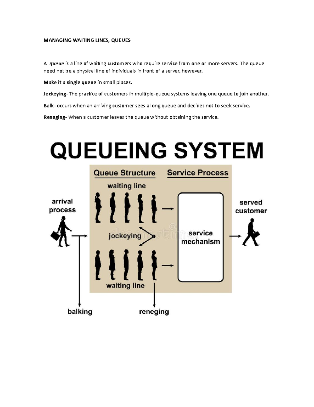 Managing Waiting Lines - MANAGING WAITING LINES, QUEUES A queue is a ...