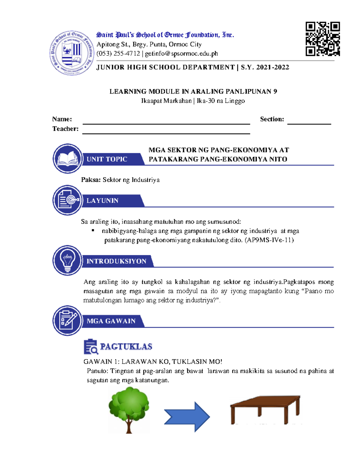 Week 30 Sektor ng Industriya - Saint Paul’s School of Ormoc Foundation ...