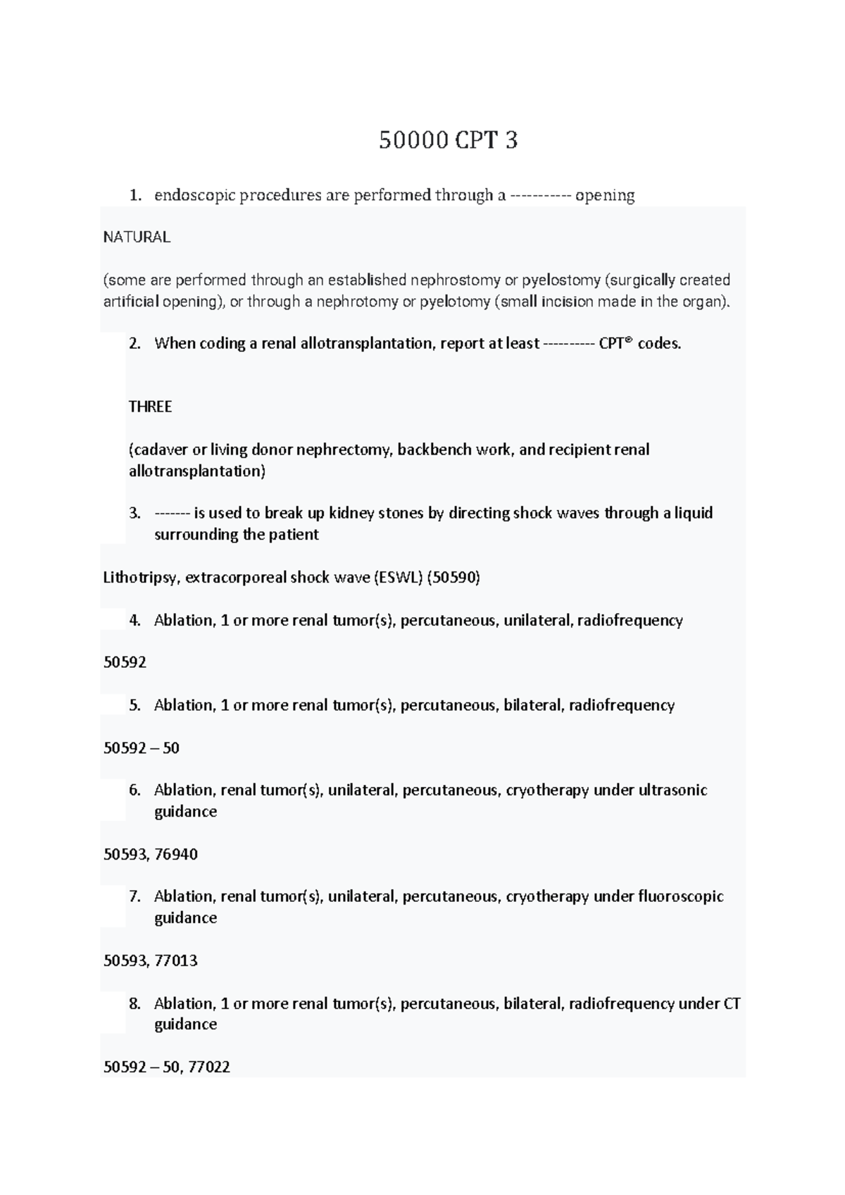 50000 CPT 3 - assignment - 50000 CPT 3 endoscopic procedures are ...