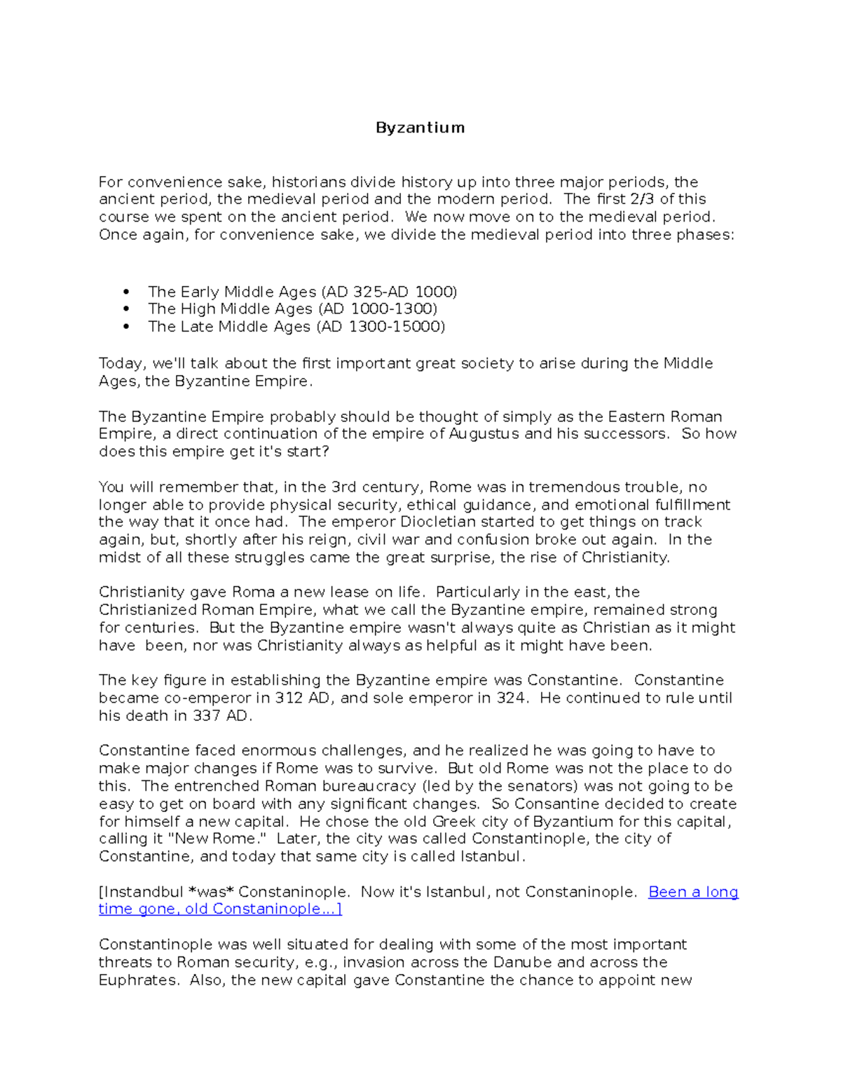 Byzantium Empire - Lecture notes Lecture 4-7 - Byzantium For ...