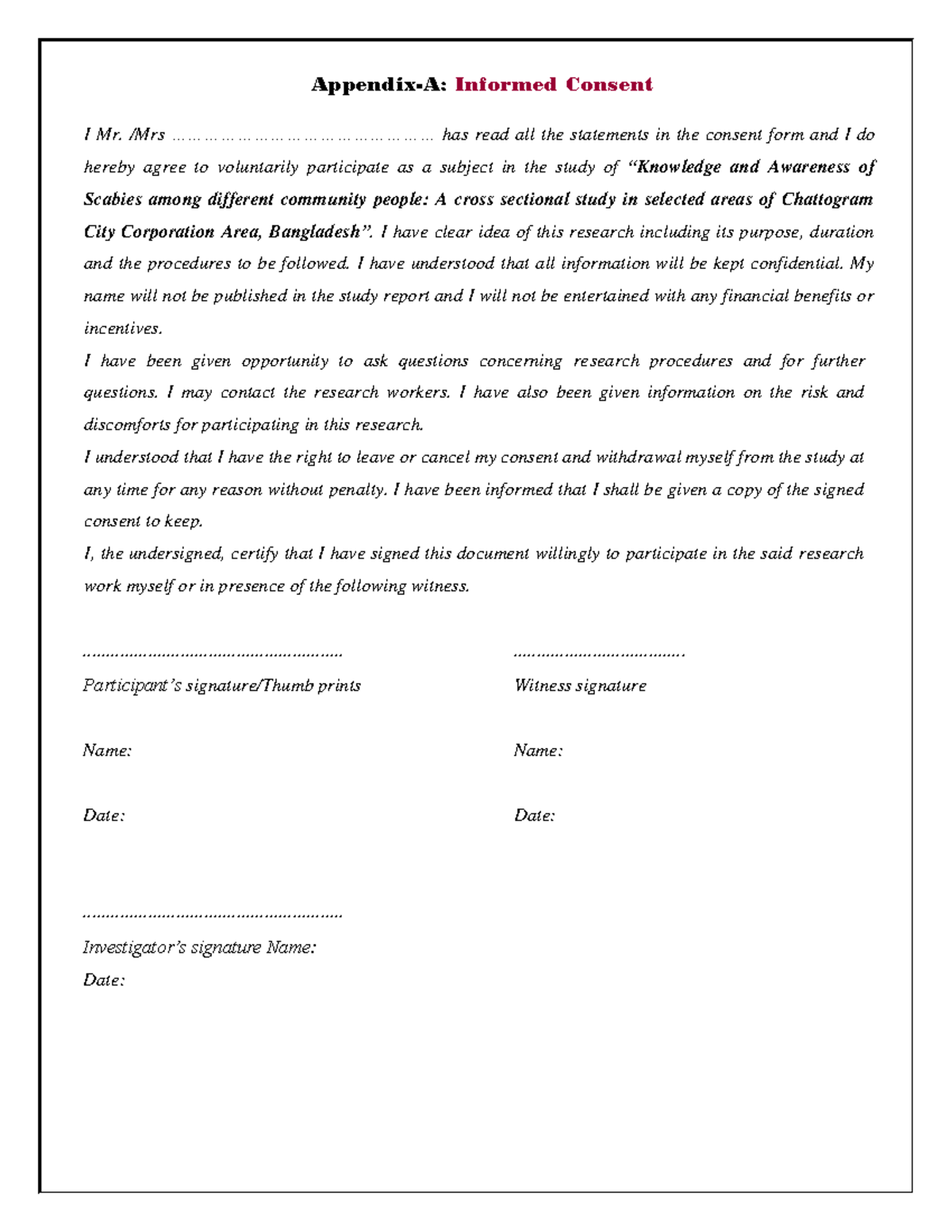 200 - ada - Appendix-A: Informed Consent I Mr. /Mrs