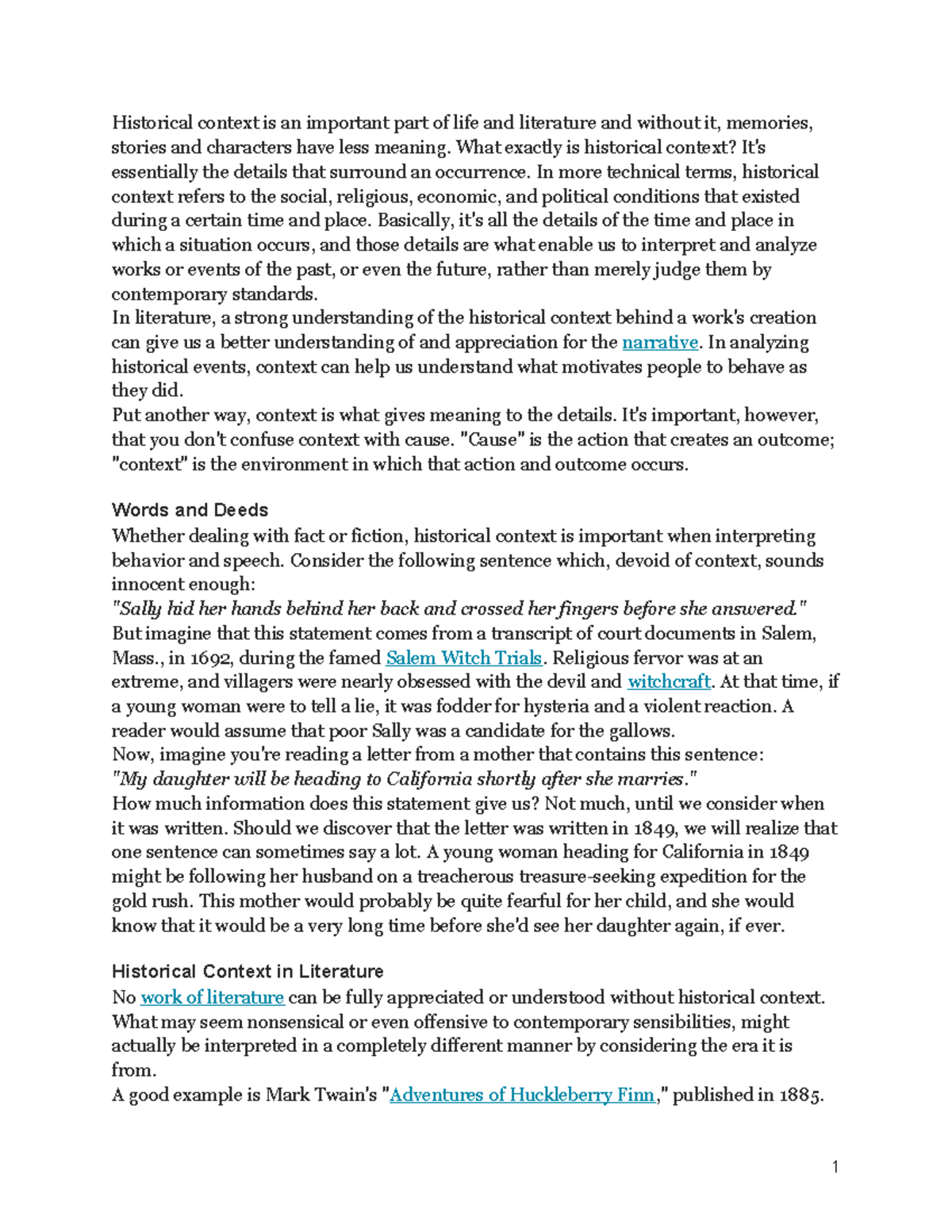 2019- American Literature- Notes - Historical context is an important ...