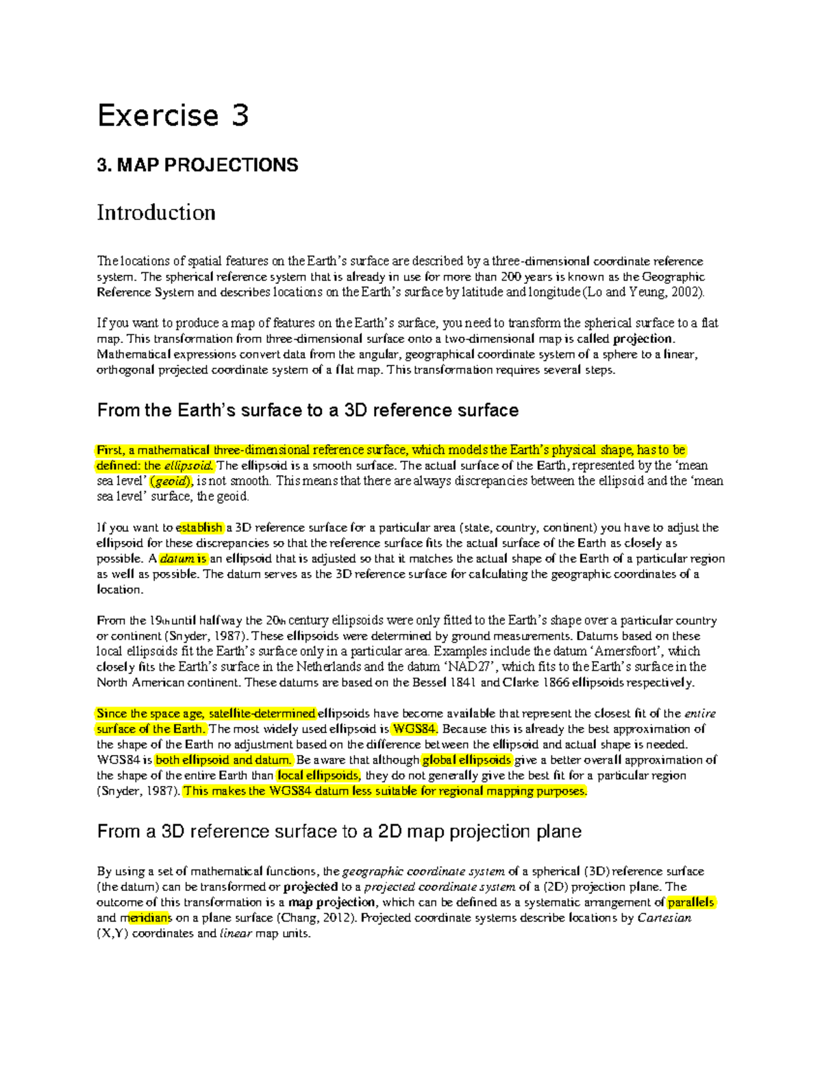 Exercise 3 - Practice Material For GIS - Exercise 3 3. MAP PROJECTIONS ...