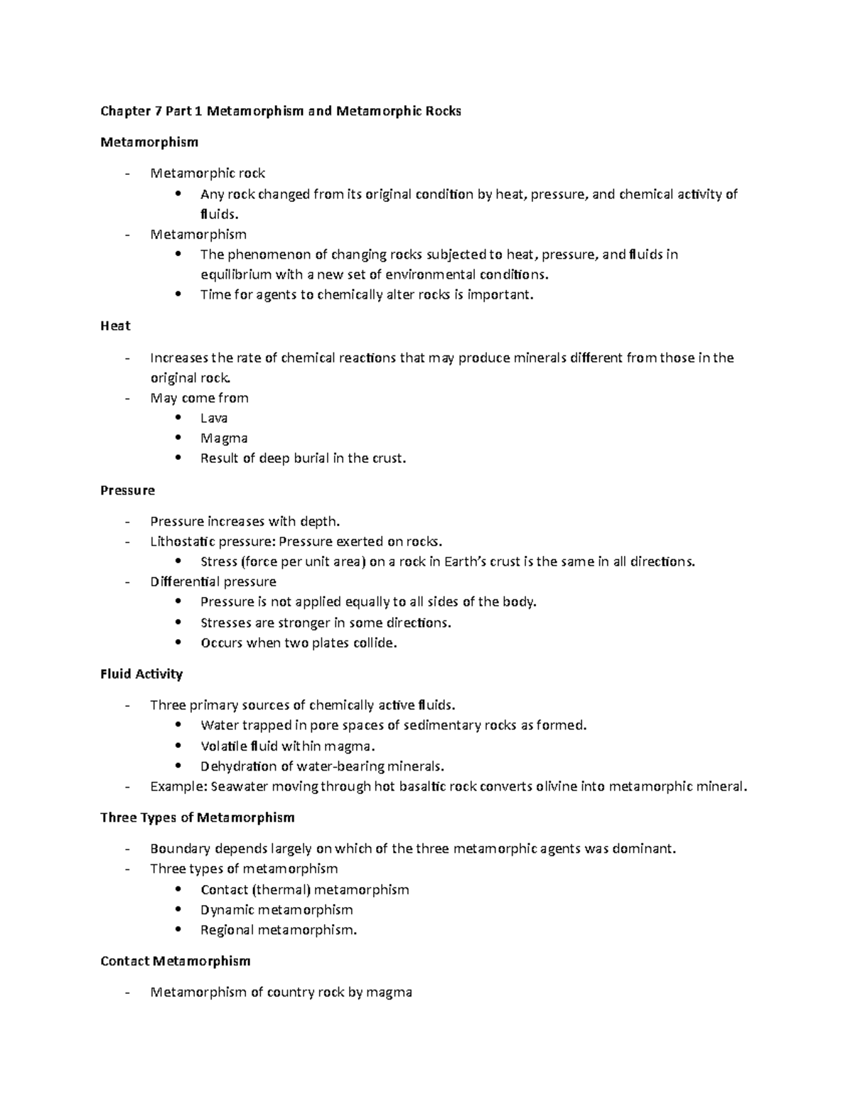 Chapter 7 Part 1 Metamorphism and Metamorphic Rocks - Chapter 7 Part 1 ...