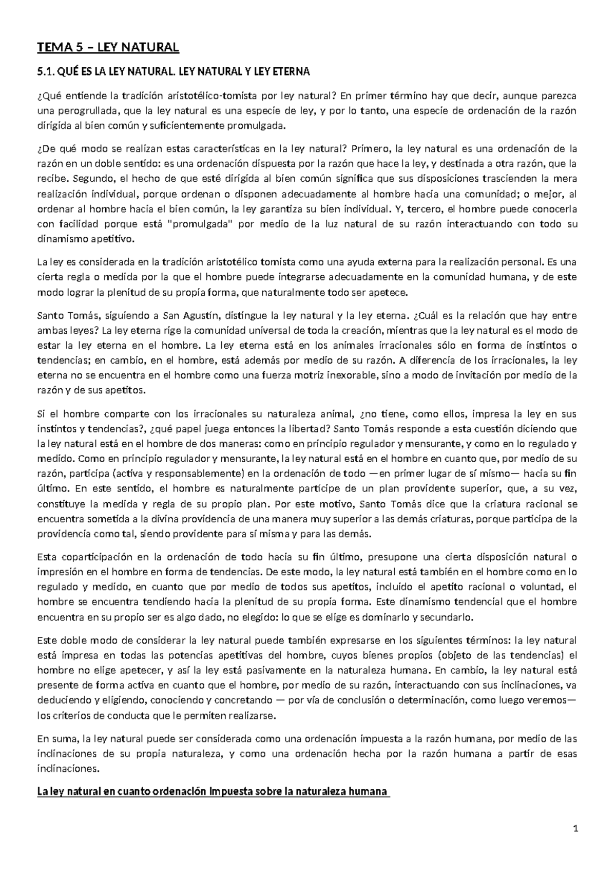 TEMA 5 - TEMA 5 – LEY NATURAL 5. QUÉ ES LA LEY NATURAL. LEY NATURAL Y ...