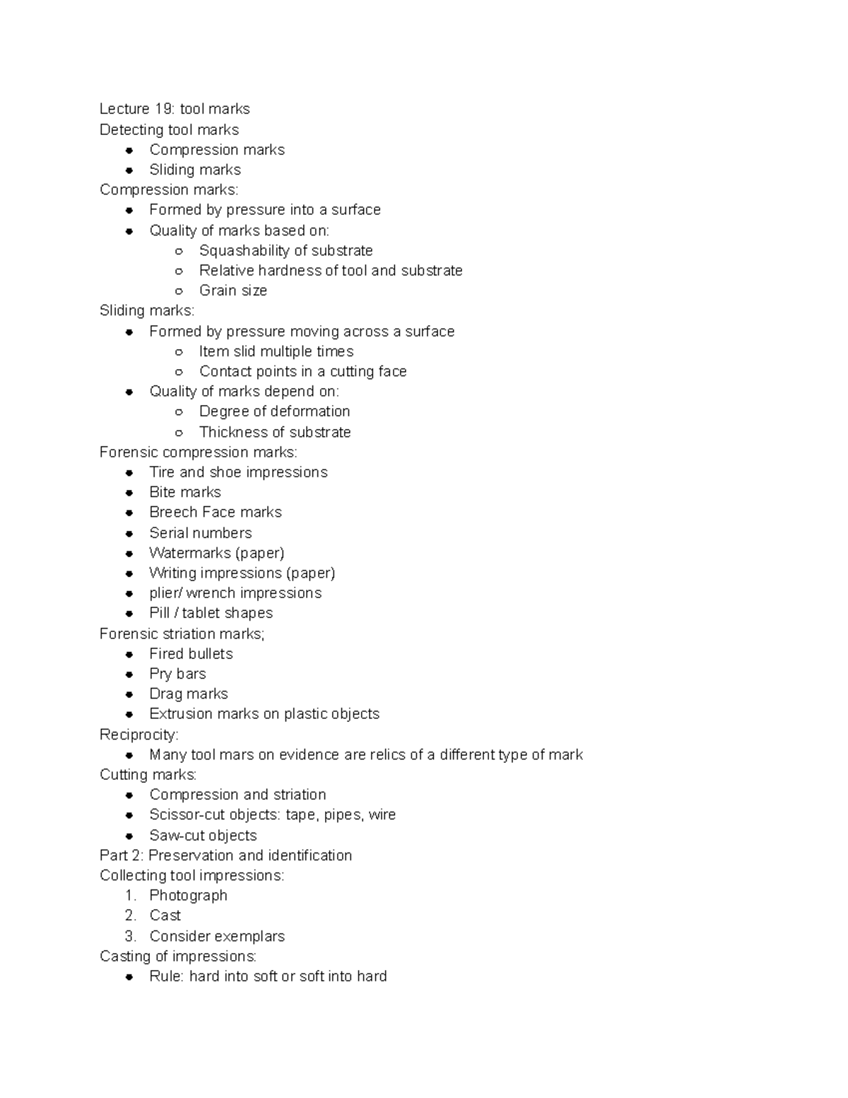 Lecture 19: Tool Marks - Lecture 19: tool marks Detecting tool marks ...