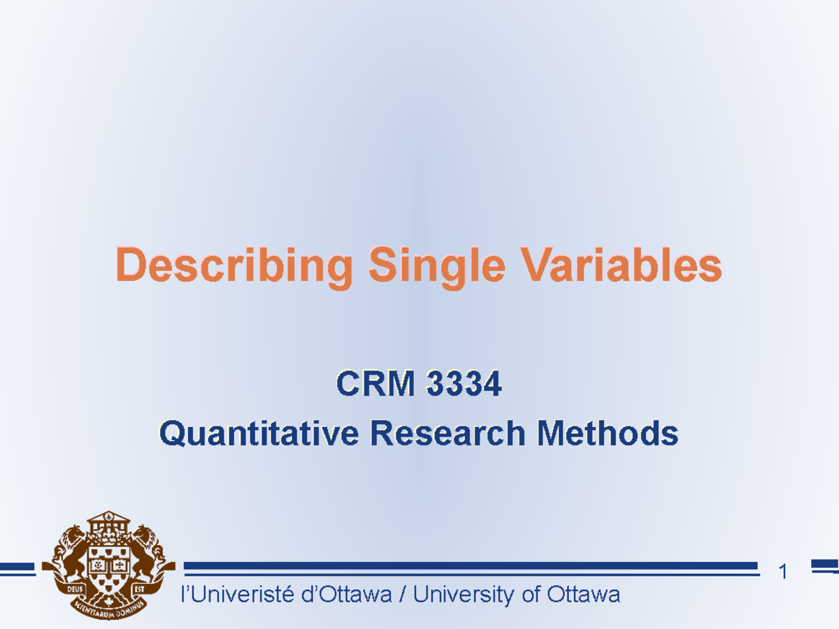 Lecture slides, lecture 3 - Describing Single Variables - l’Univeristé ...