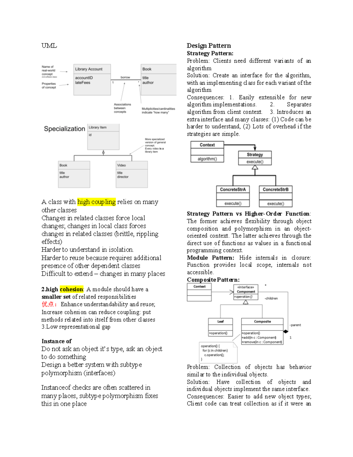 Common Design pattern - UML A class with high coupling relies on many other classes Changes in ...