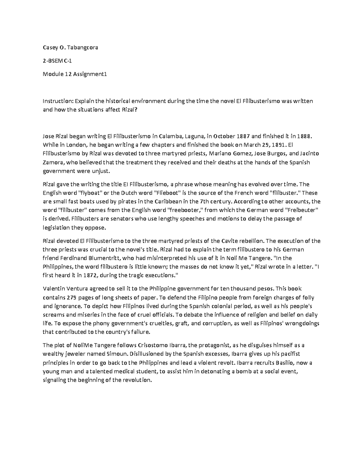 M12A1 - asdqwd - Casey O. Tabangcora 2-BSEMC- Module 12 Assignment ...