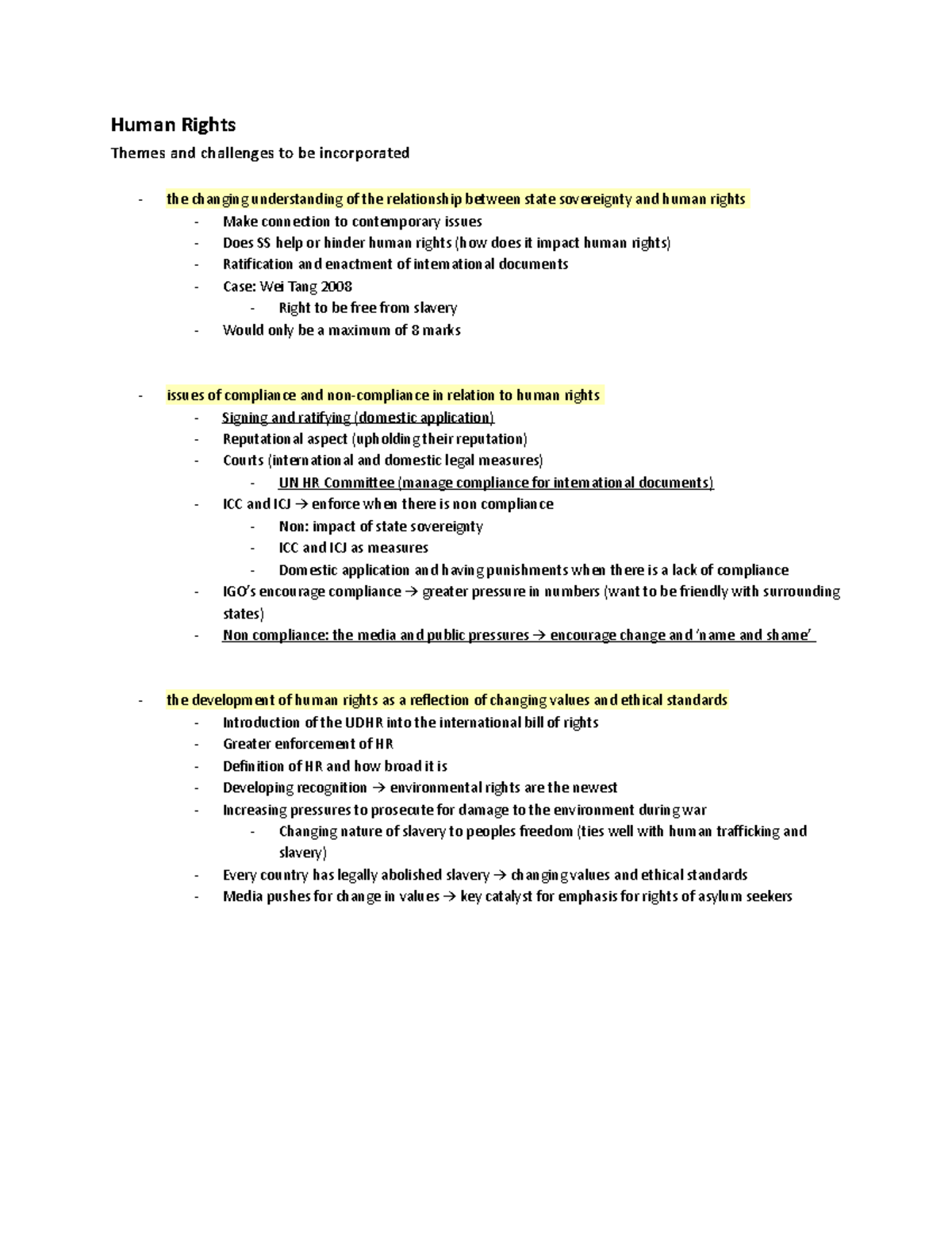 Human Rights Themes and Challenges - Studocu