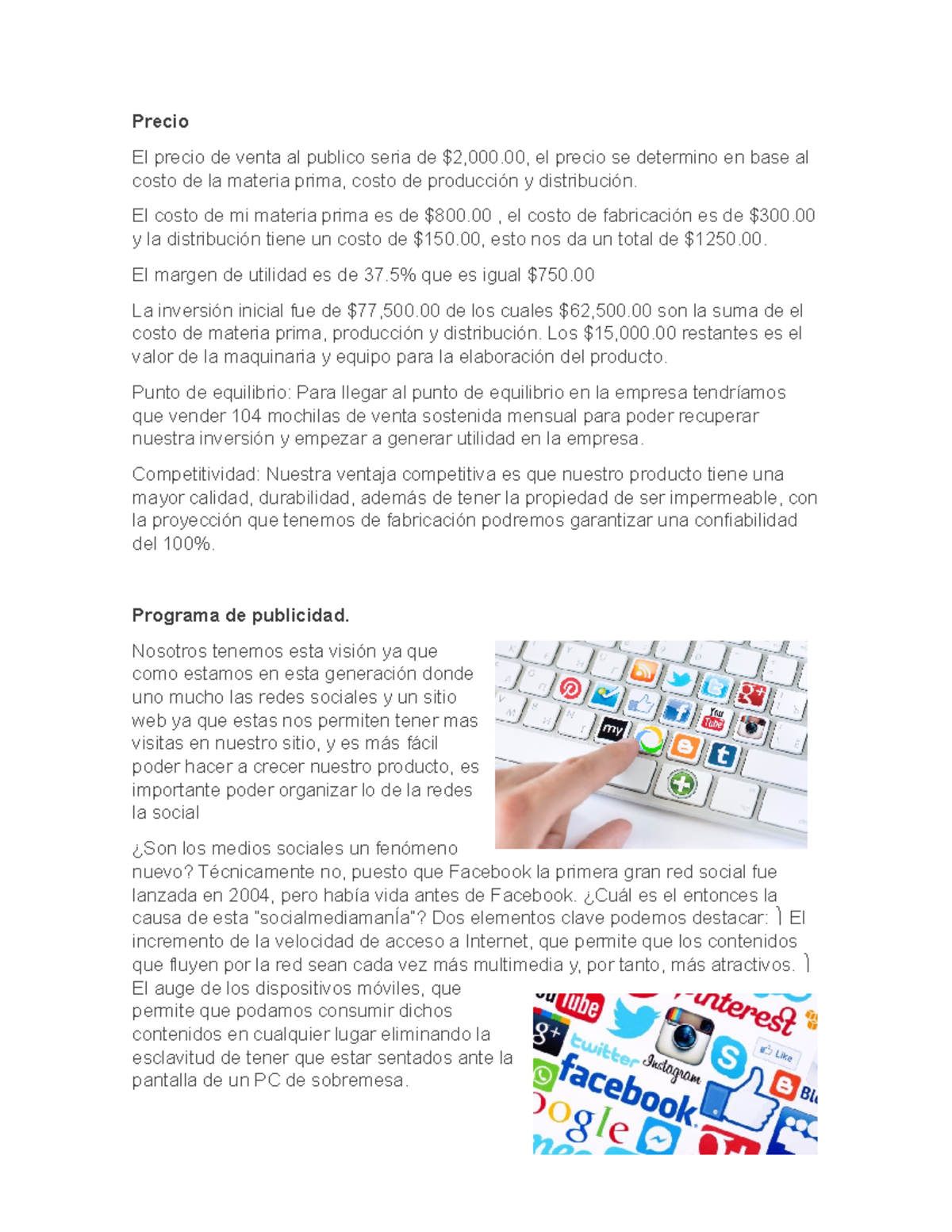 Precio y programa de publicdad - Precio El precio de venta al publico ...