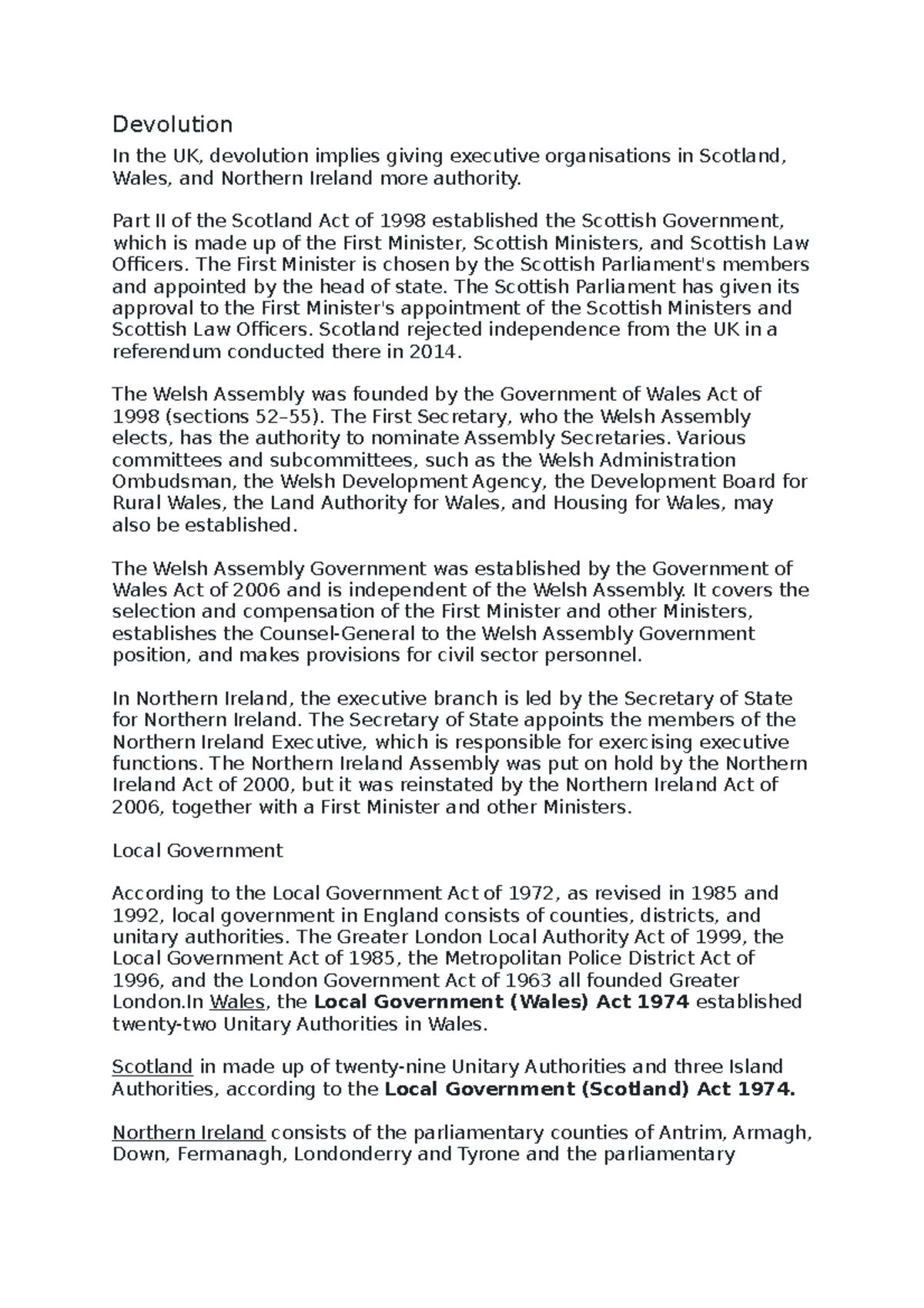 Devolution 11 - Devolution In the UK, devolution implies giving ...