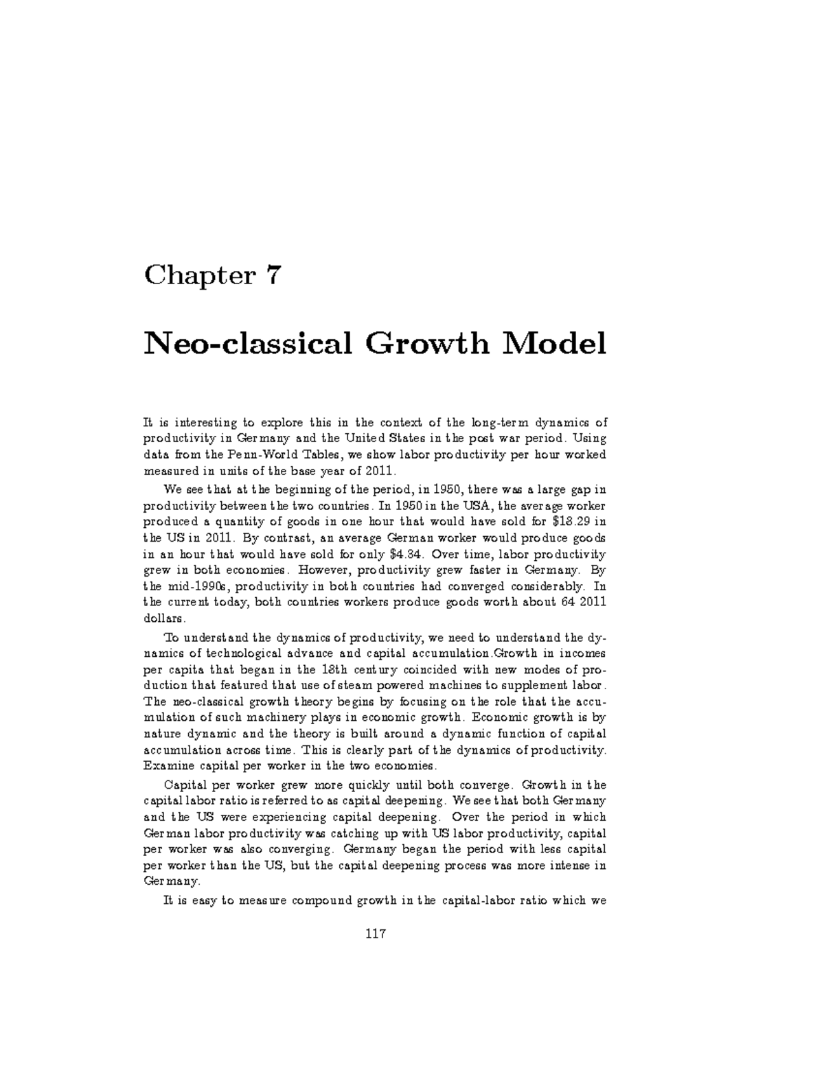 Ch7Economic Growth Capital - Chapter 7 Neo-classical Growth Model It is ...