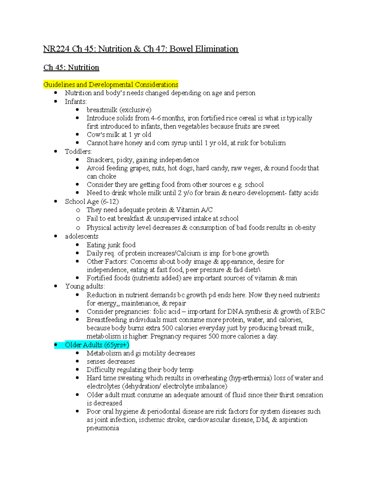 Ch. 45 and 47 (week 4) - Funds Lecture Notes - NR224 Ch 45: Nutrition ...