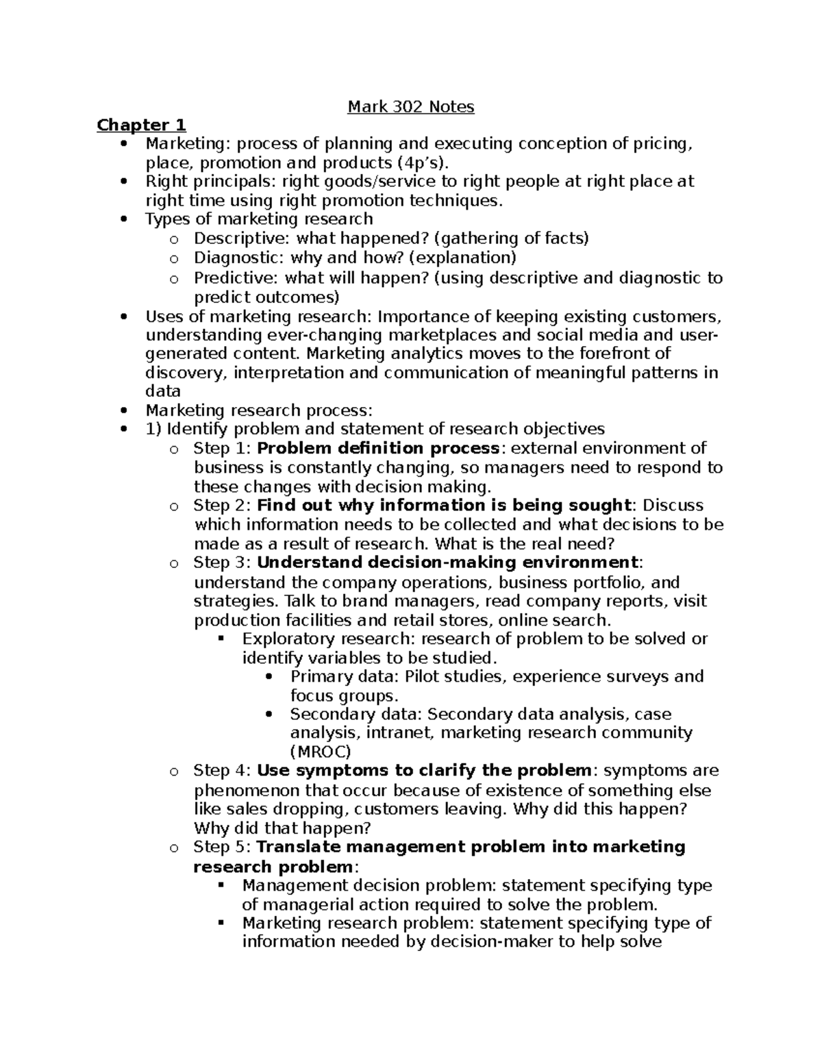 Mark 302 Notes - Mark 302 Notes Chapter 1 Marketing: process of ...