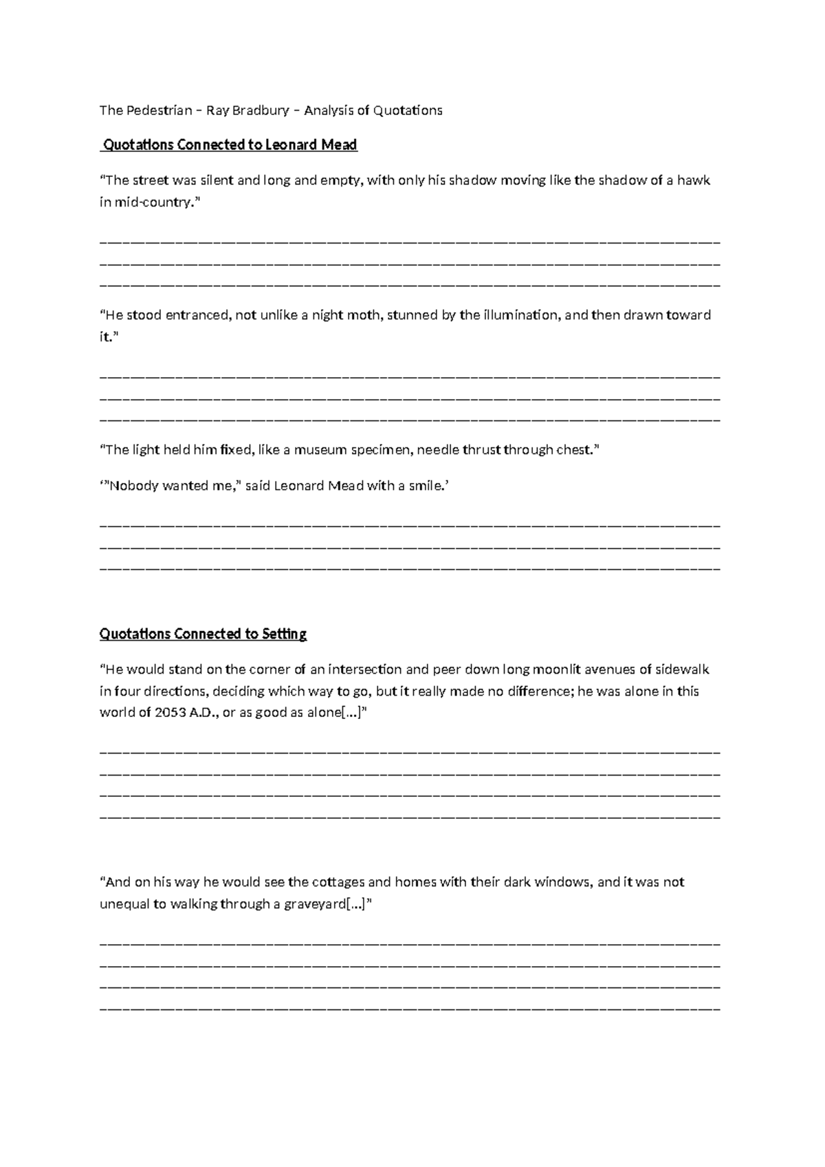 The pedestrian quotes and analysis - The Pedestrian – Ray Bradbury ...