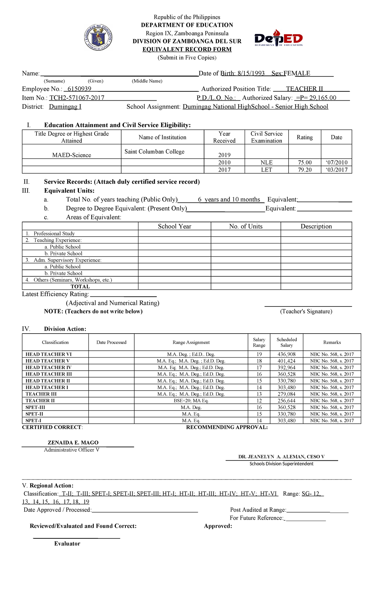 ERF- Updated - erf - Republic of the Philippines DEPARTMENT OF ...