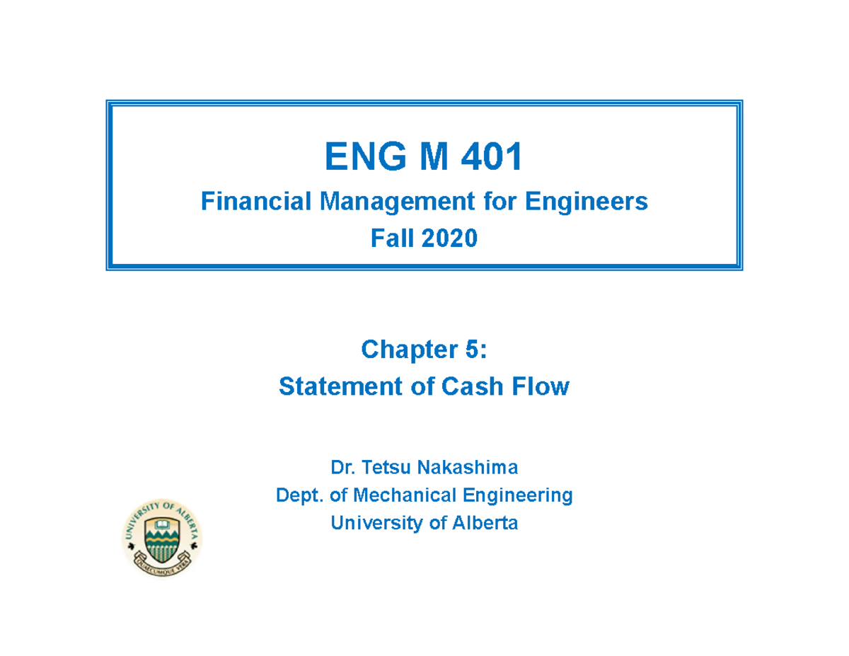 5 Cash Flow - Lecture notes 5 - ENG M 401 Financial Management for ...
