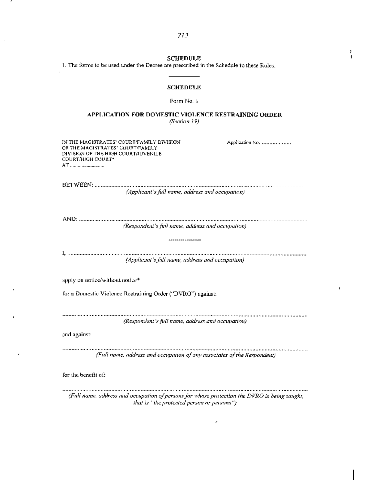 Domestic Violence Form 1 - Property law 1 - Studocu