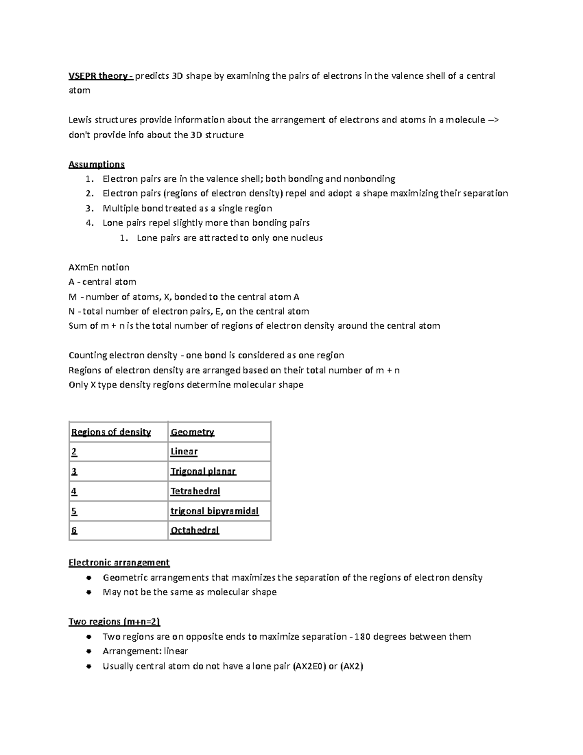 Chemistry Chapter 3.2 - Vsepr - VSEPR theory - predicts 3D shape by ...