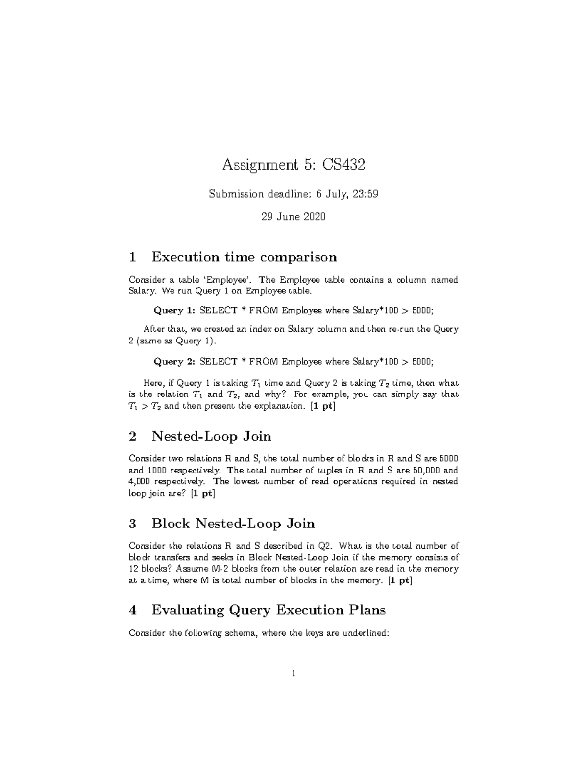 CS 432 Databases Assignment 5 - Assignment 5: CS Submission deadline: 6 July, 23: 29 June 2020 1 ...