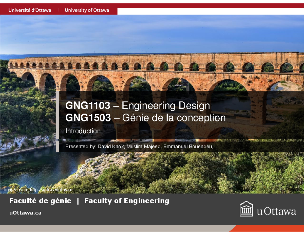 1 Course Introduction-winter 2024-majeed-lect-1-G - GNG1103 – Engineering Design GNG Génie de la ...