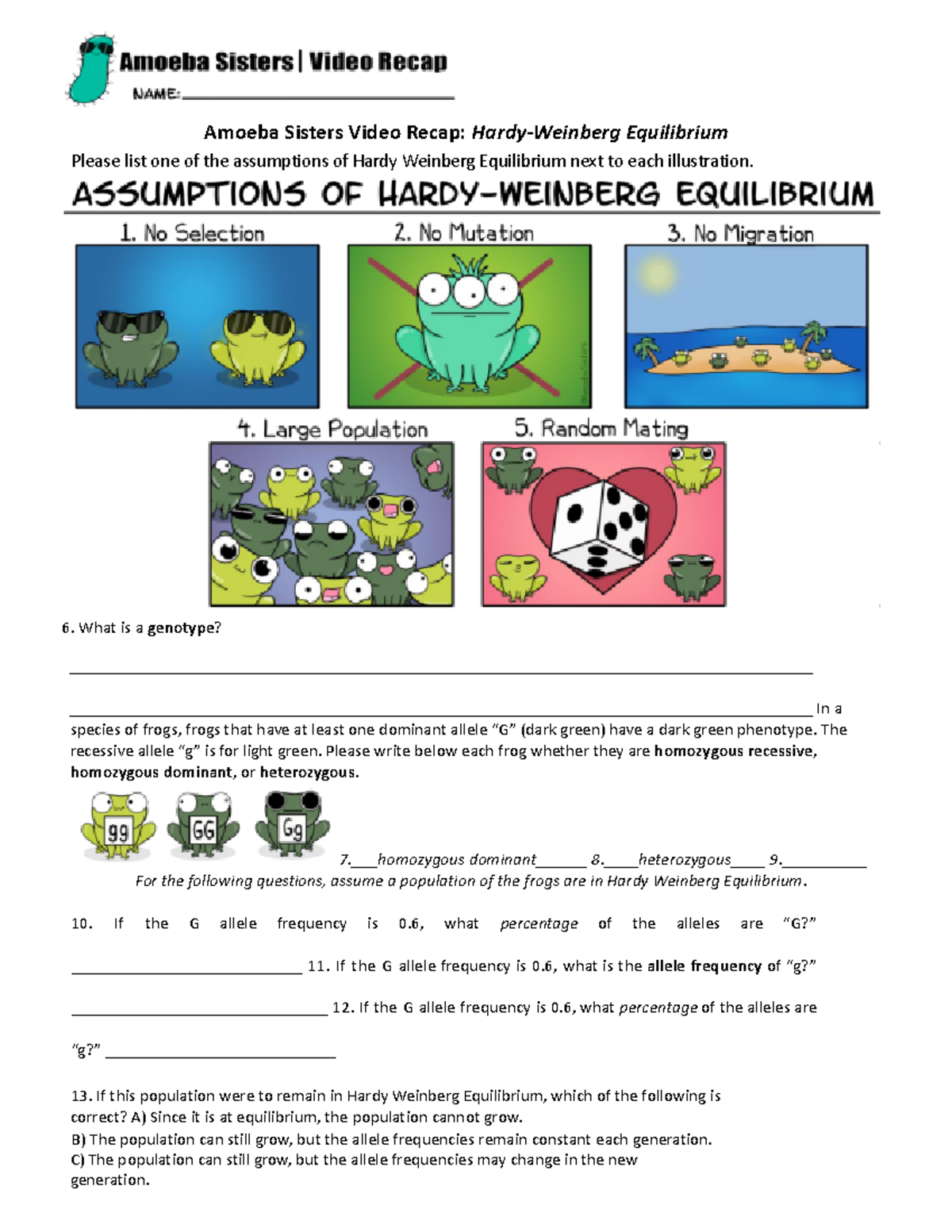 Filoe-weinberg equilibrium by amoeba sisters - Amoeba Sisters Video ...