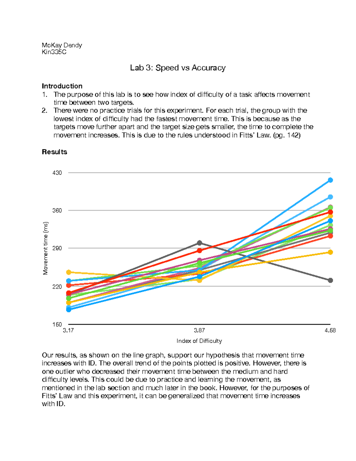 Lab report 3 - Speed vs Accuracy - McKay Dendy Kin335C Lab 3: Speed vs ...