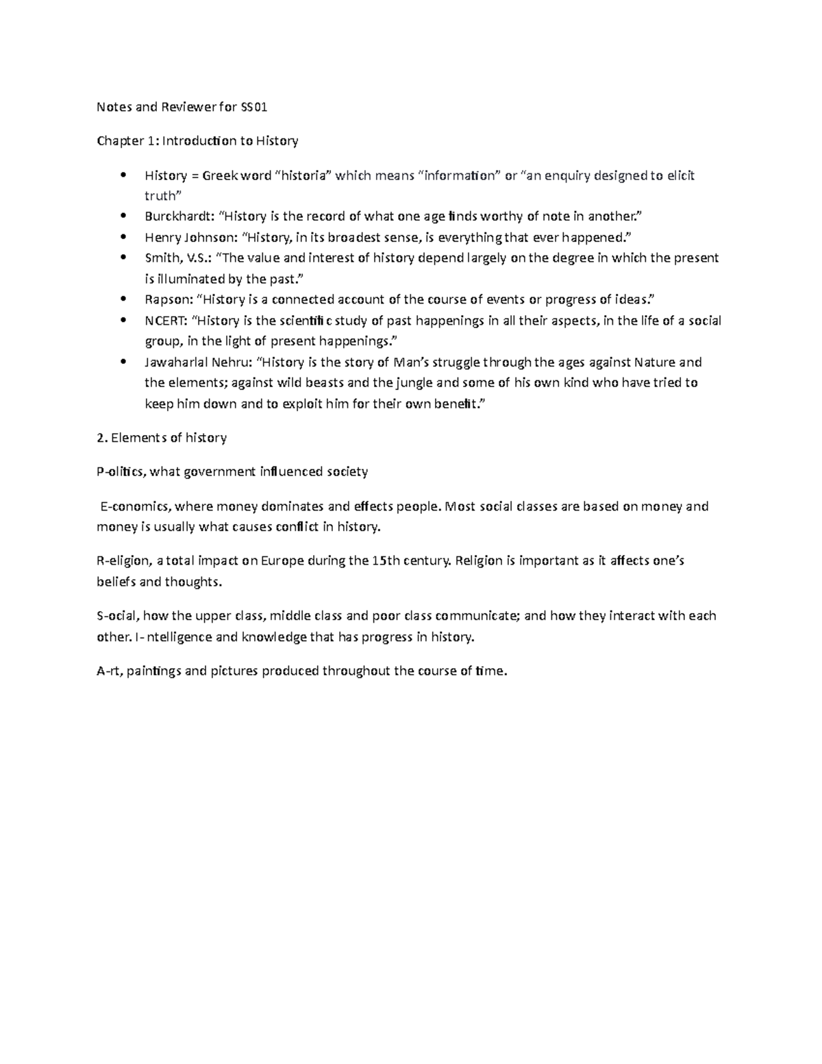 Notes and Reviewer for SS01 - Notes and Reviewer for SS Chapter 1 ...