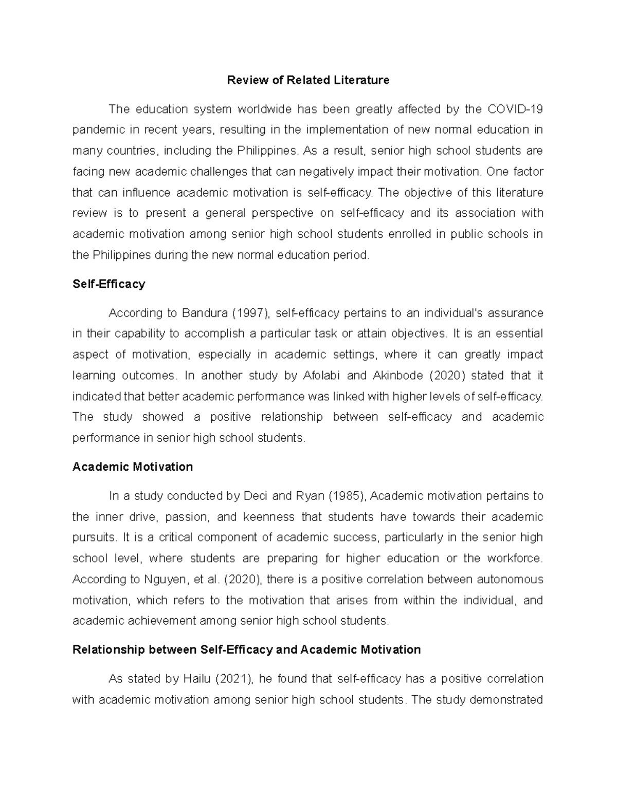 RRL Faye - Review of Related Lit. - Review of Related Literature The ...