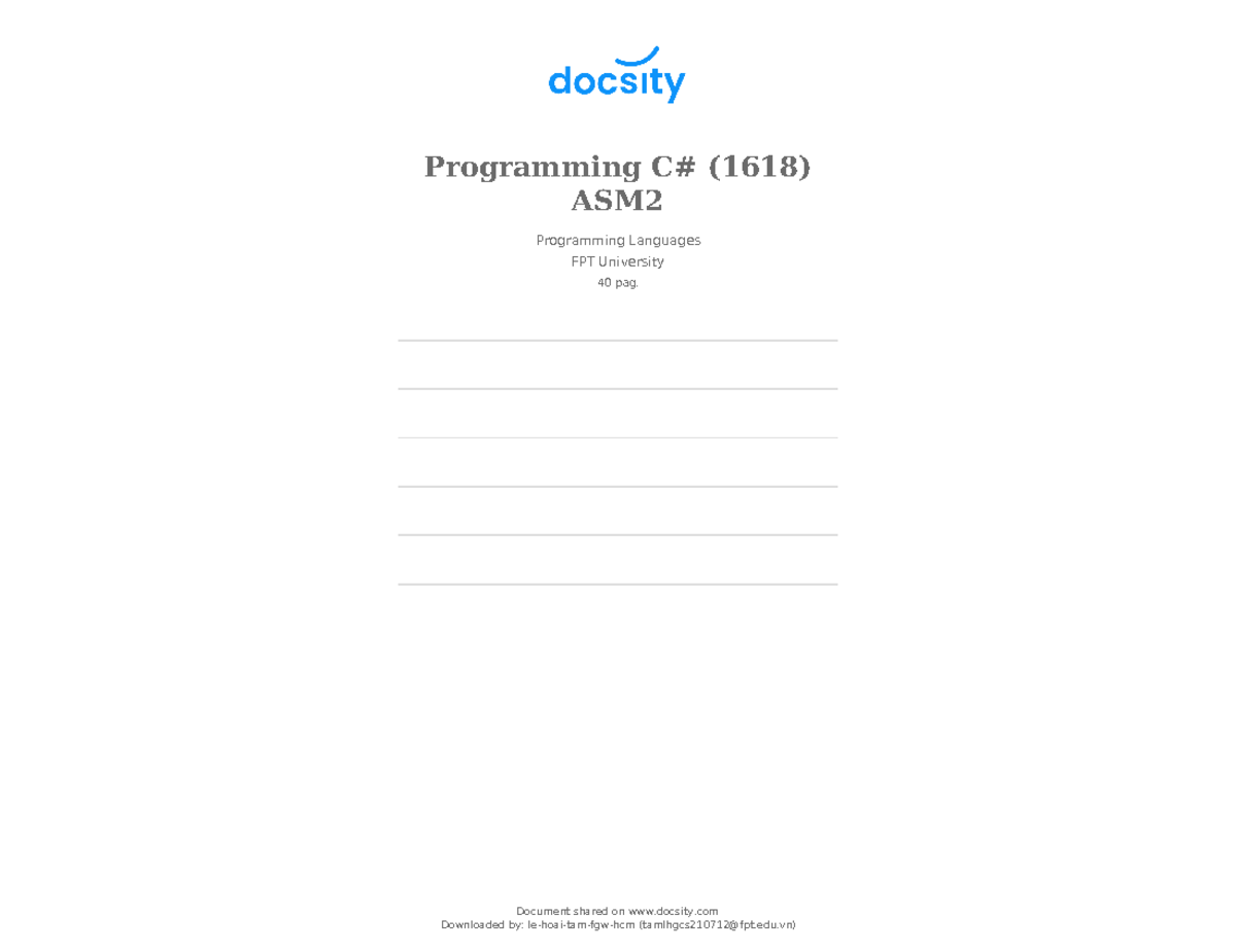 Docsity Programming C 1618 Asm2 Programming C 1618 Asm Programming Languages Fpt University 