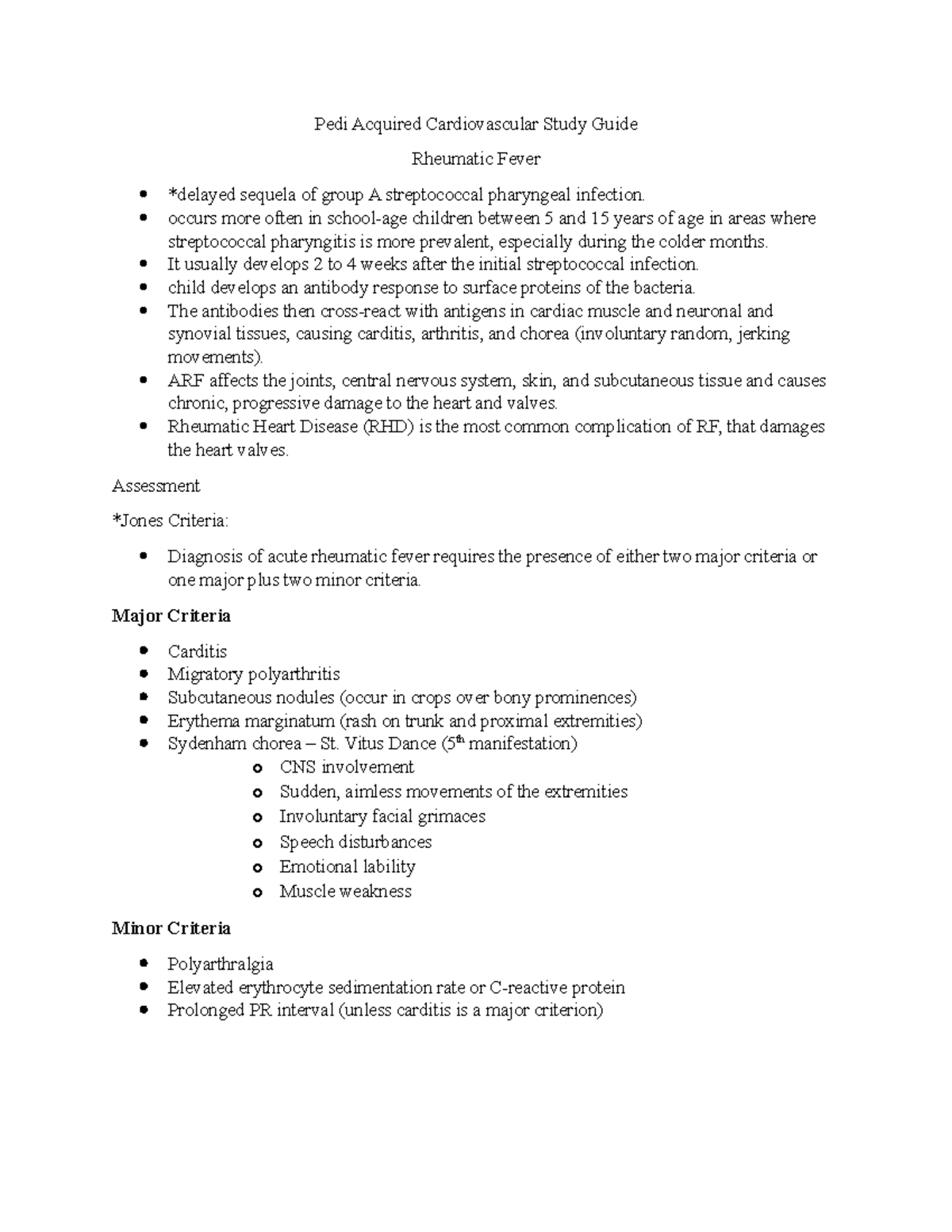 Pedi Acquired CV study guide - Pedi Acquired Cardiovascular Study Guide ...