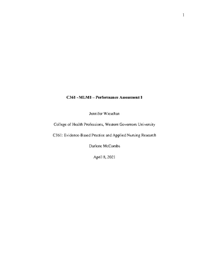 Task 1 C361 - Task 1; No revisions - Running Head: C361 Task 1 Task 1 C ...