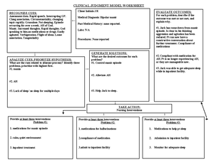CJMM week 4 115 allison wells - CLINICAL JUDGMENT MODEL WORKSHEET ← ↓ → ...