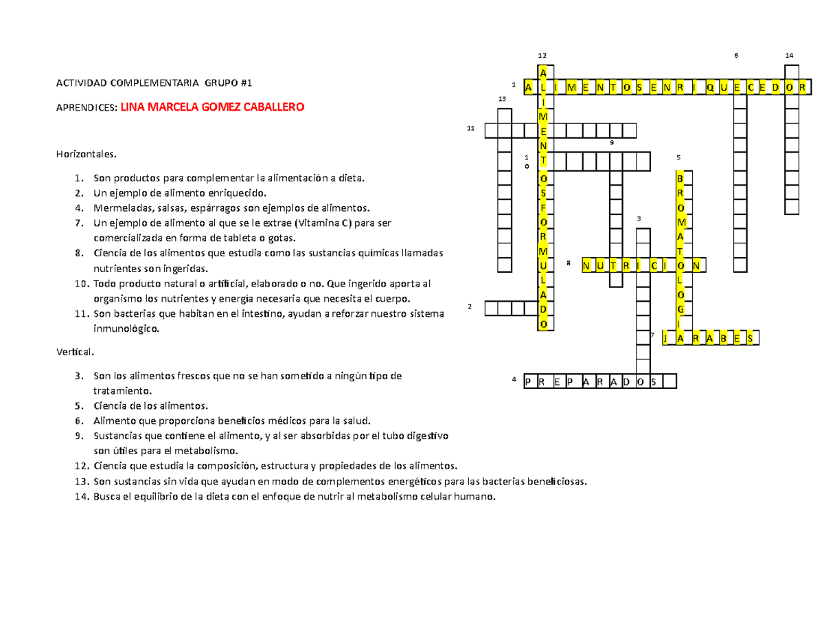 Actividad complementaria. - ACTIVIDAD COMPLEMENTARIA GRUPO APRENDICES ...