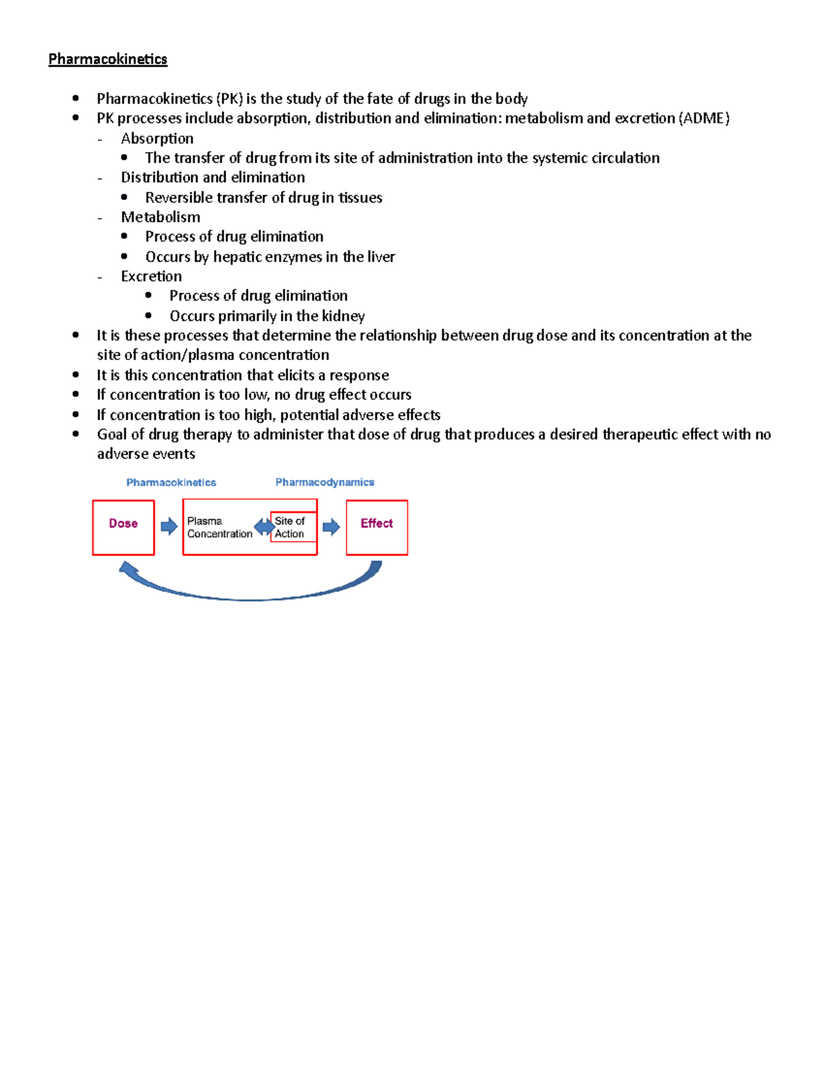PK and PD - Lecture notes - Pharmacokinetics Pharmacokinetics (PK) is ...