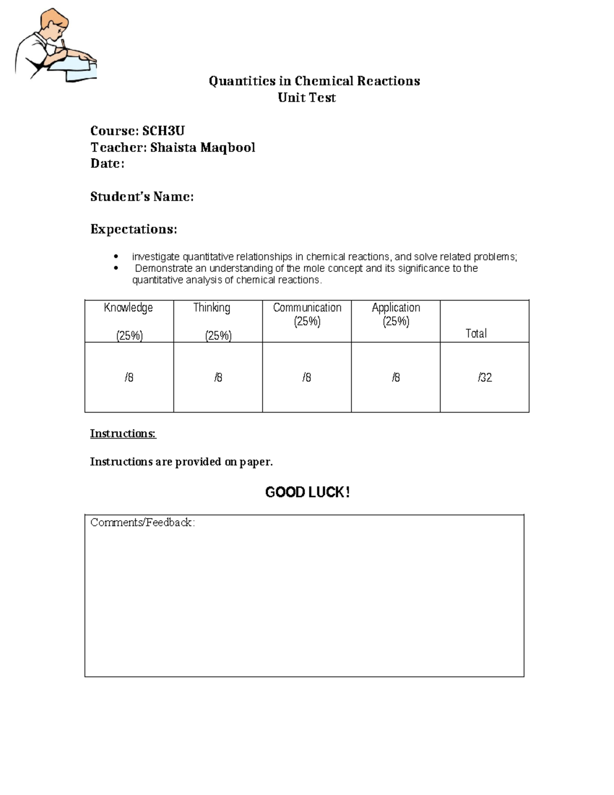 C3 U3Test - jhv - Quantities in Chemical Reactions Unit Test Course ...