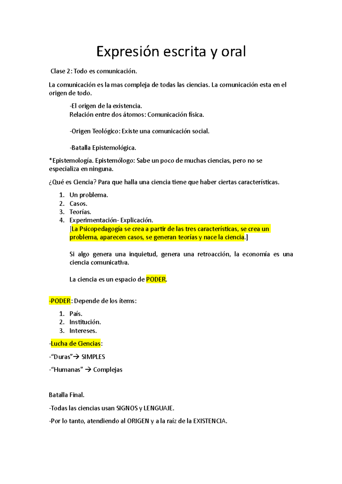Expresión escrita y oral - Expresión escrita y oral Clase 2: Todo es ...