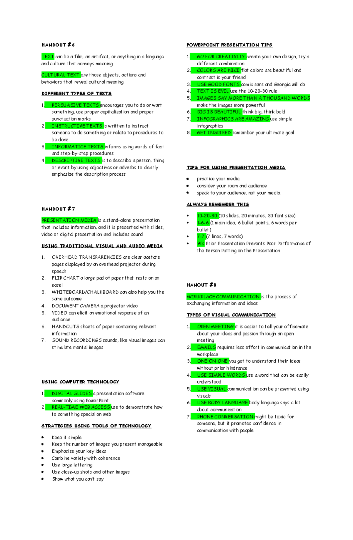 Purcom- Reviewer- Finals - HANDOUT TEXT can be a film, an artifact, or anything in a language ...