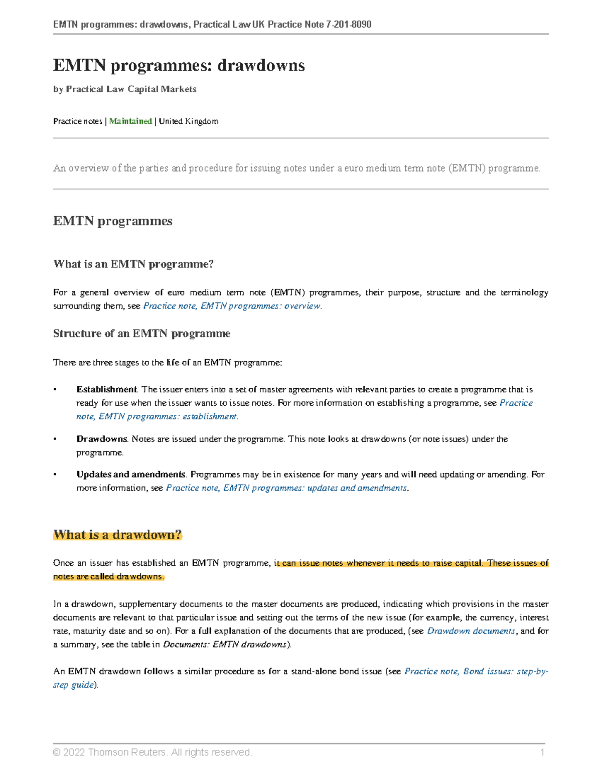 EMTN programmes drawdowns - EMTN programmes What is an EMTN programme ...